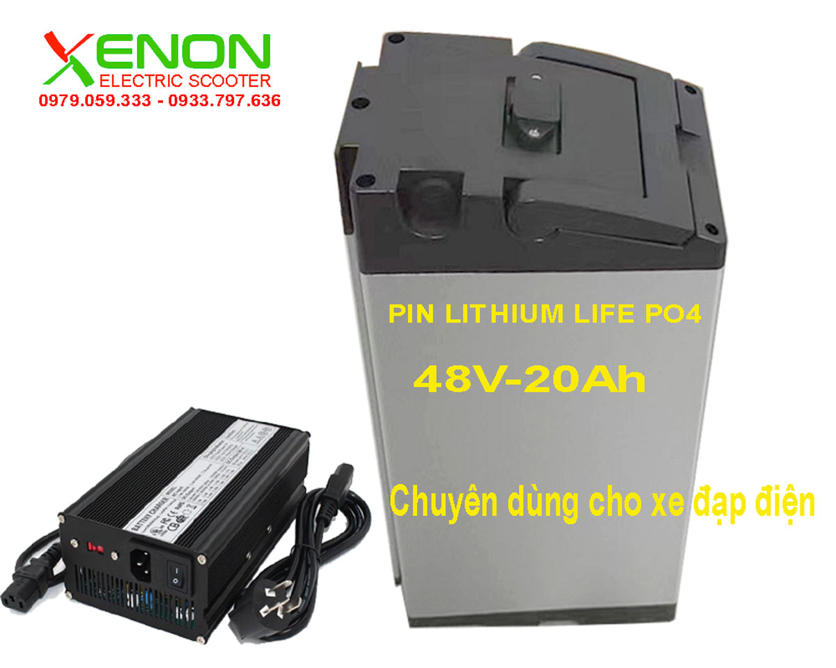 Pin Lithium Lifepo4 48V20Ah Xenon dùng cho xe đạp điện, xe máy điện, xe ...